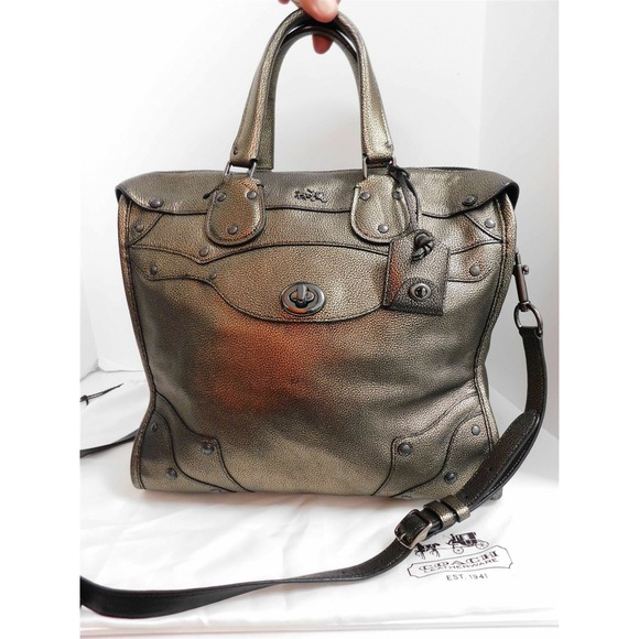 Coach | Bags | Coach Rhyder Bronze Leather Convertible Tote Crossbody ...